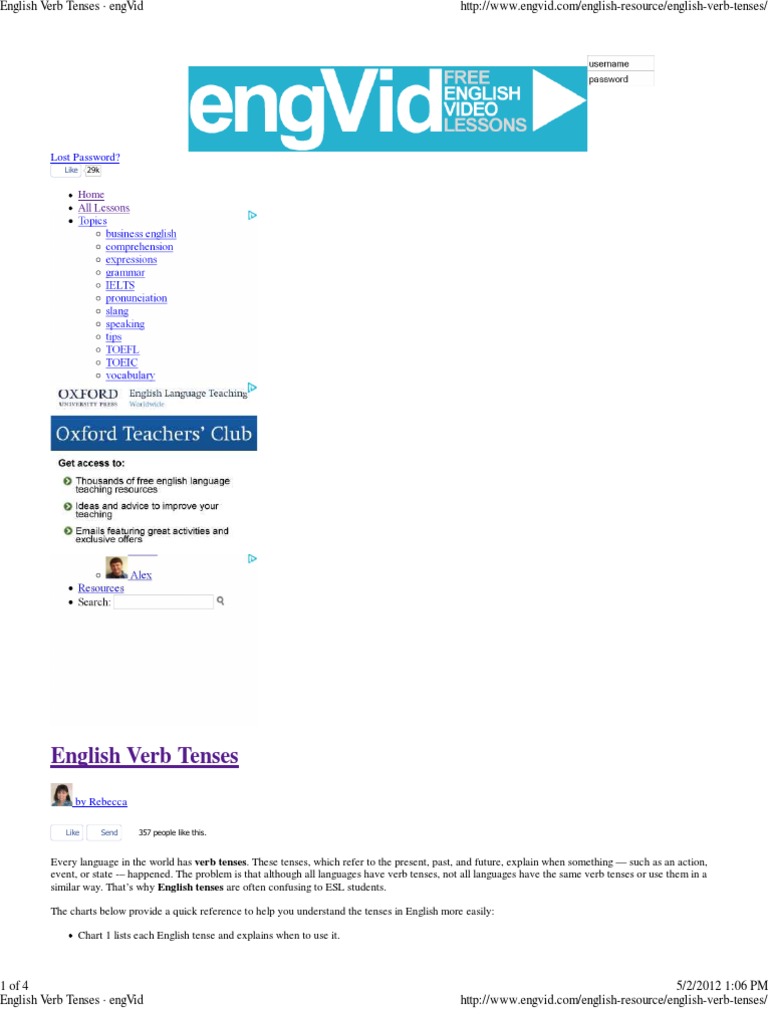 Understanding English Verb Tenses | PDF | Perfect (Grammar ...