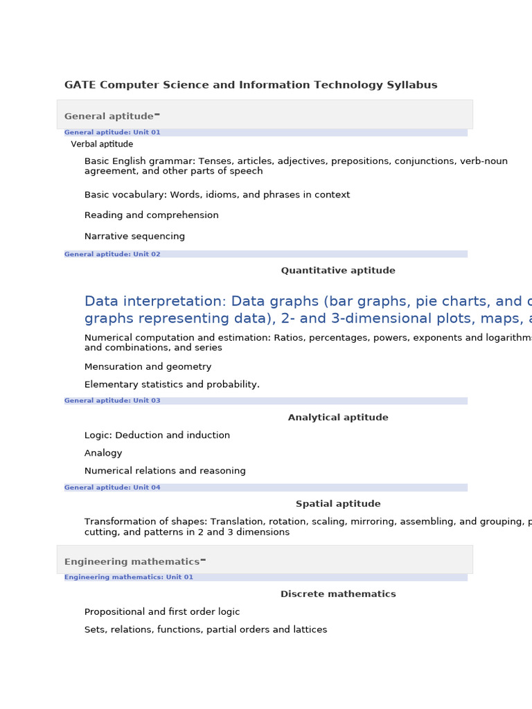 GATE Computer Science and Information Technology Syllabus | PDF ...
