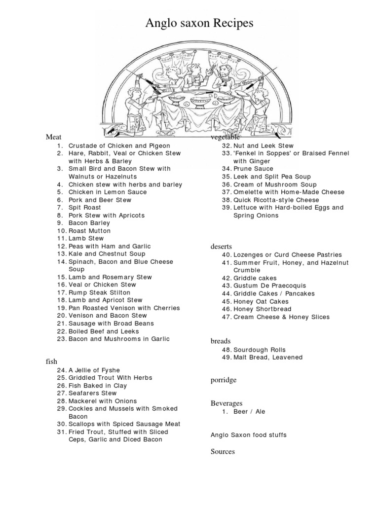 Anglo-Saxon Food and Recipes Guide | PDF