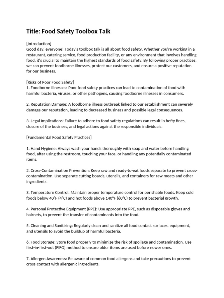 Essential Food Safety Practices Guide | PDF | Food Safety | Foodborne ...