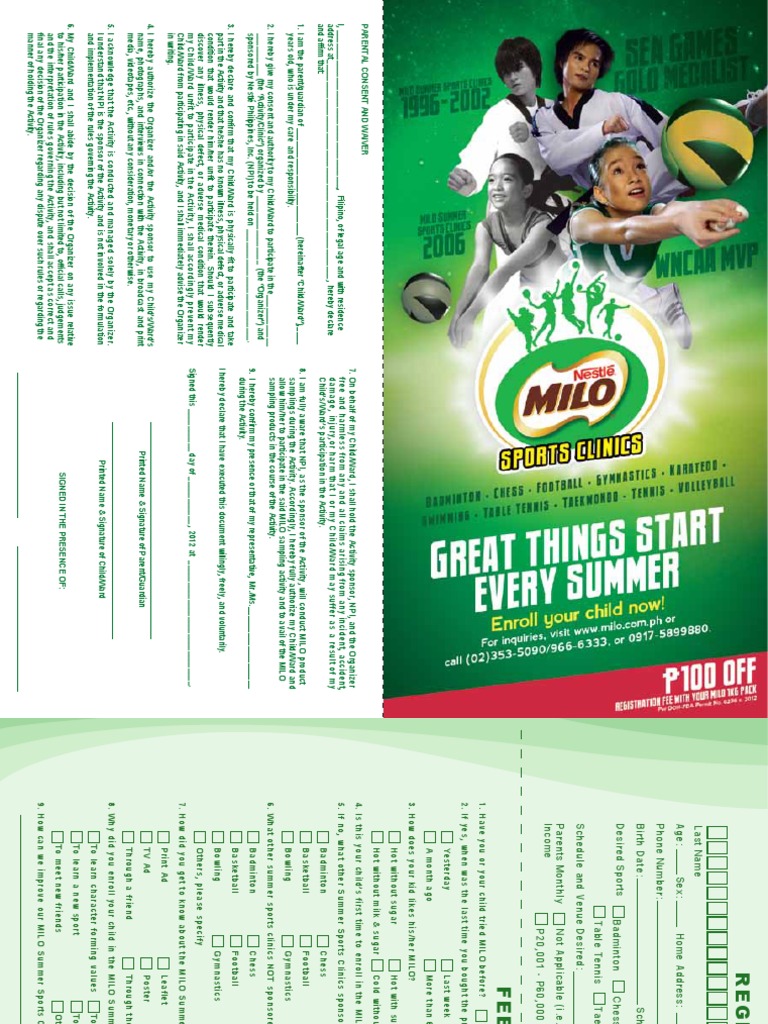 Milo Form | PDF | Sports | Social Institutions