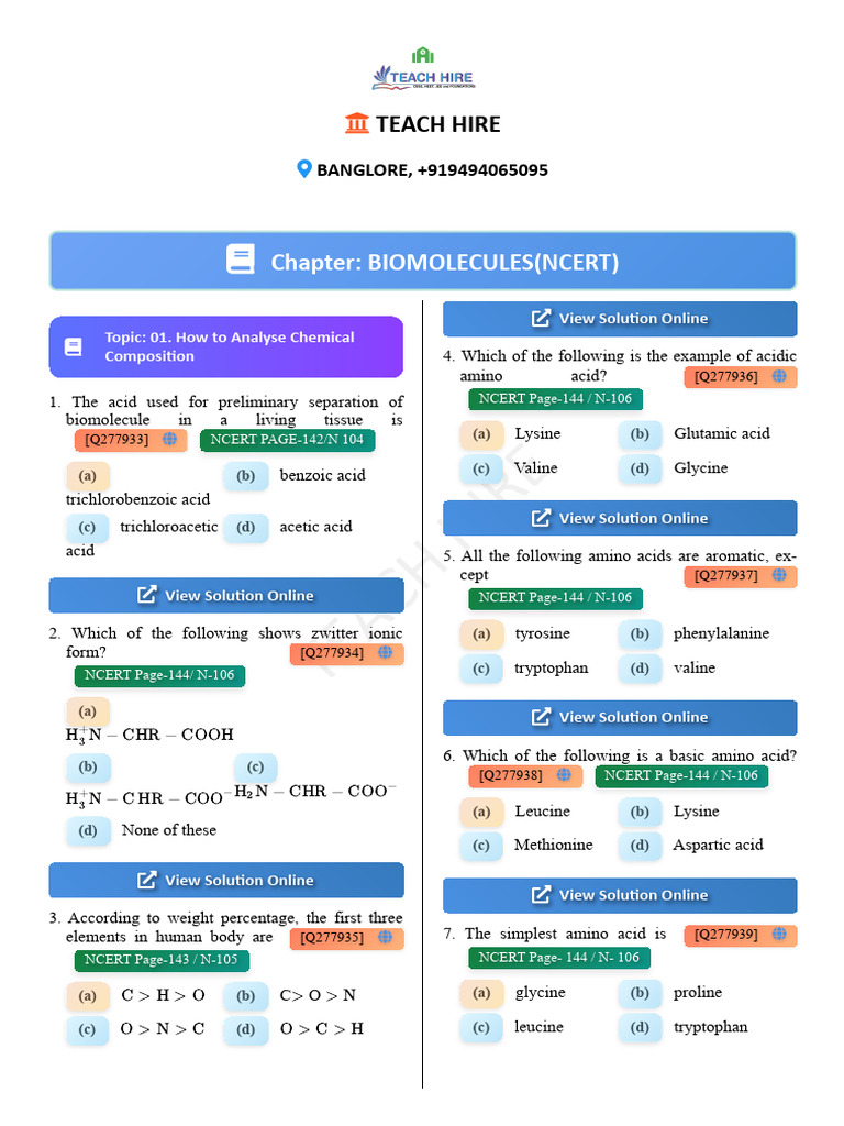 Biomolecules: Chemical Composition Quiz | PDF | Nucleotides | Nucleic Acids