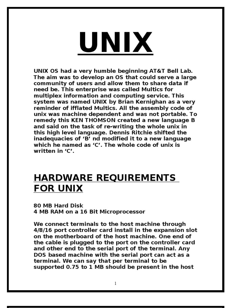Hardware Requirements For Unix | PDF | Computer Terminal | Command Line ...