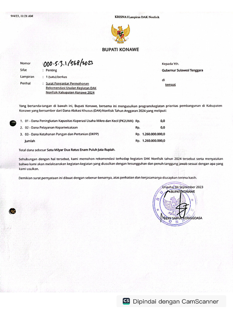 Surat Rekom DAK Nonfisik 2024 | PDF