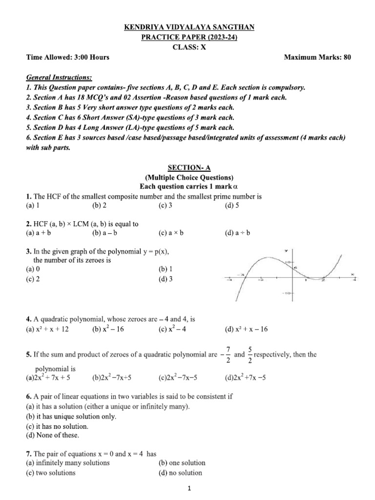 Practice Paper X Maths PT 2 Cumulative Test 2023-24 | PDF