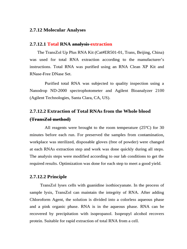 RNA Extraction and qPCR Analysis Guide | PDF | Real Time Polymerase ...