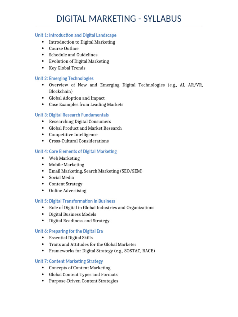Digital Marketing Syllabus | PDF | Digital Marketing | Analytics