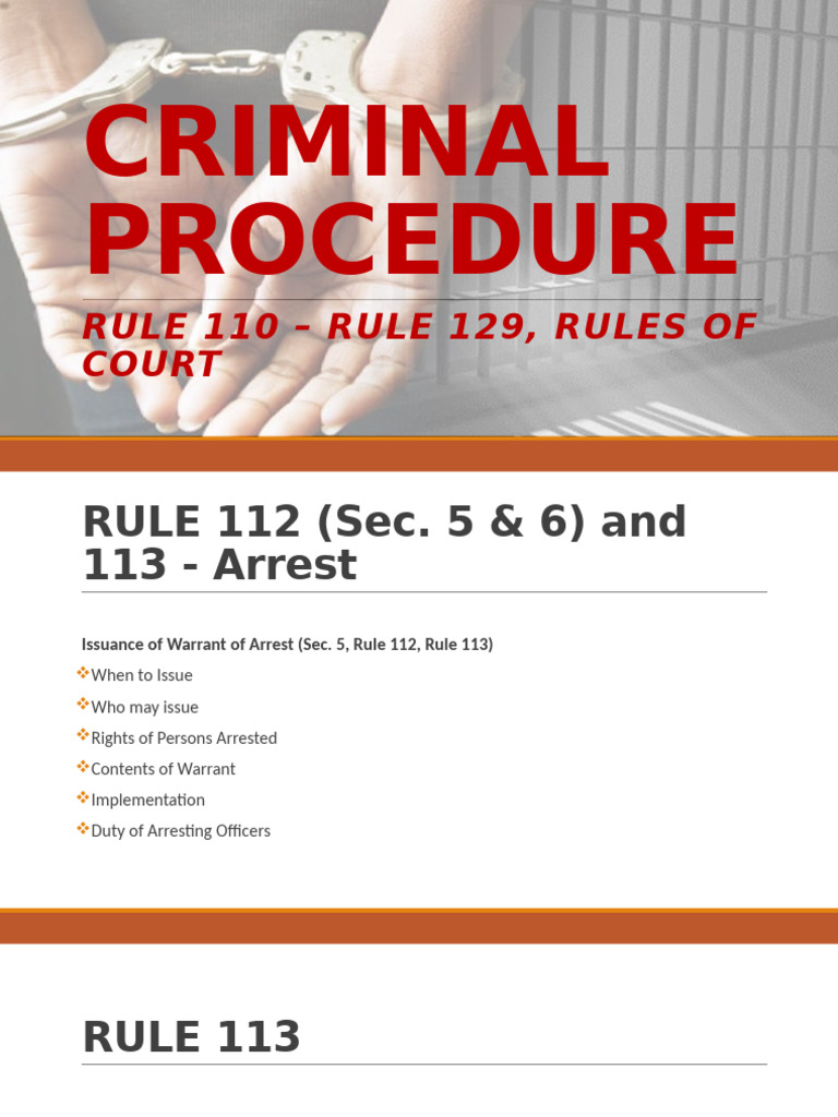 Criminal Procedure Search and Arrest | PDF | Arrest Warrant | Arrest
