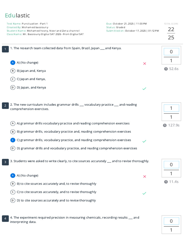 Punctuation Test for Digital SAT 2026 | PDF