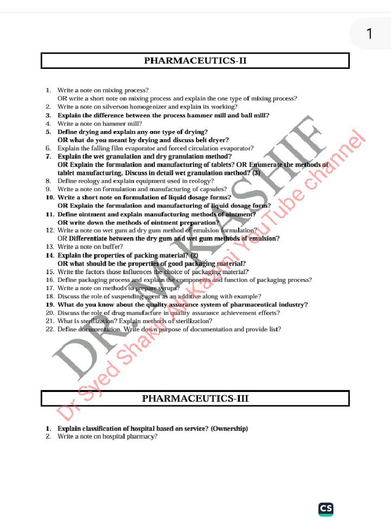 2nd Year Most Important Questions - 1 | PDF