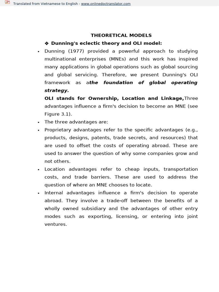 Theoretical Models of Global Strategy | PDF | Strategic Management ...