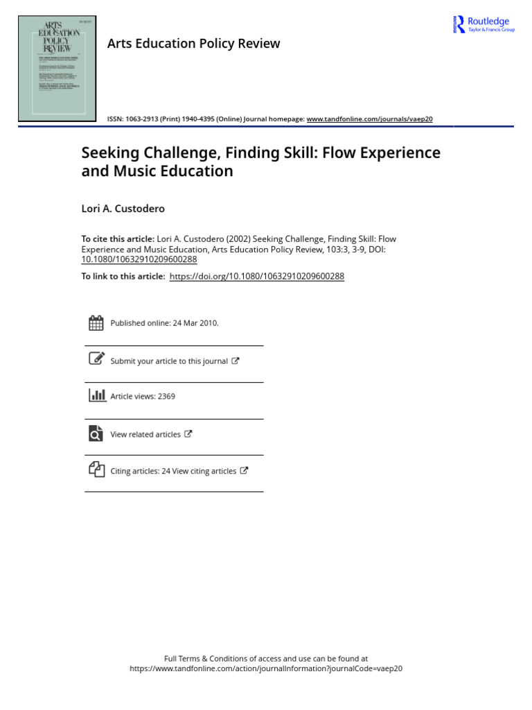 Seeking Challenge Finding Skill Flow Experience and Music Education ...