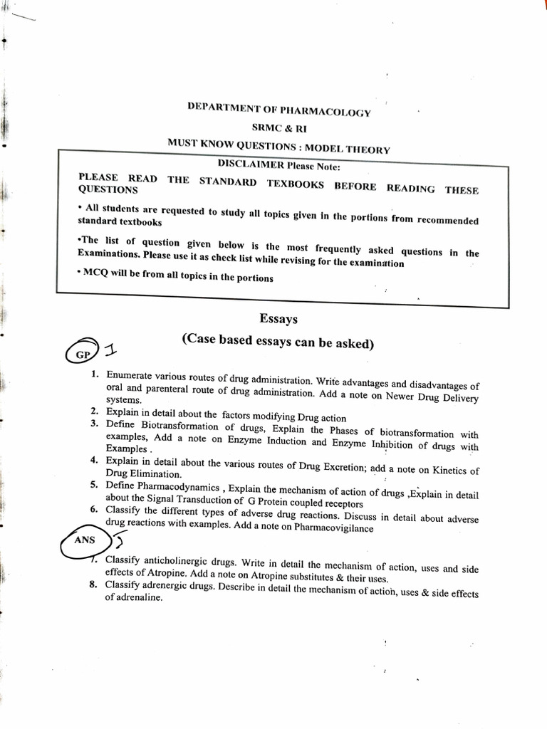 Pharmacology Exam Revision Questions | PDF | Cell Signaling ...