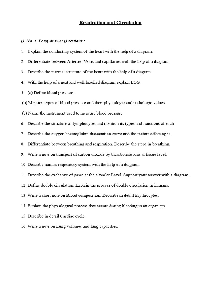 Respiration and Circulation | PDF