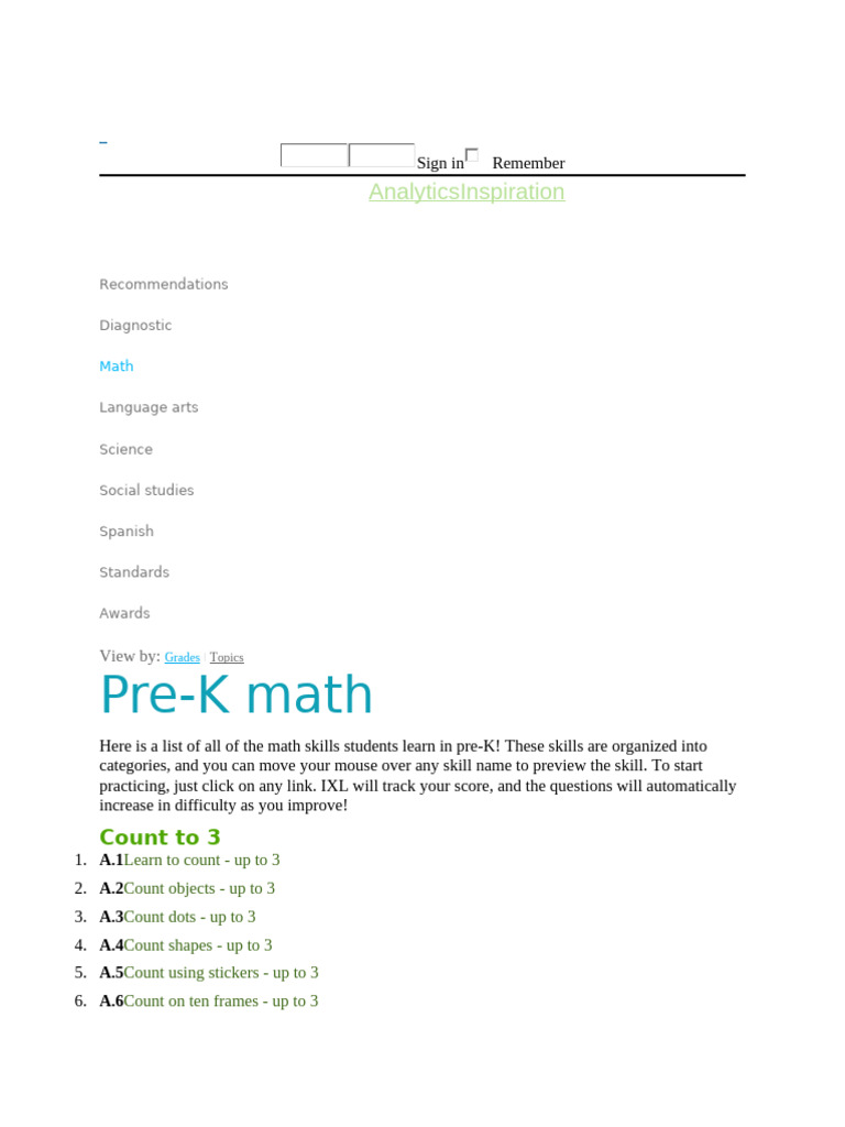 Pre-K and Kindergarten Math Skills | PDF | Consonant | Word