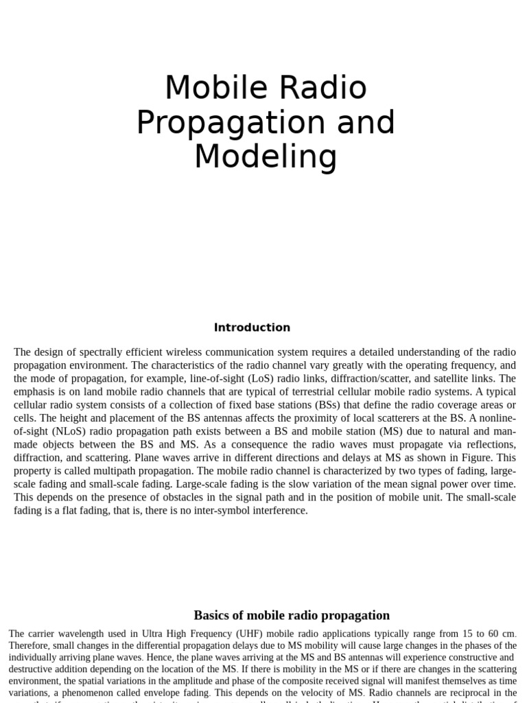 Module-10 Mobile Radio Propagation Modeling | PDF | Radio Propagation ...