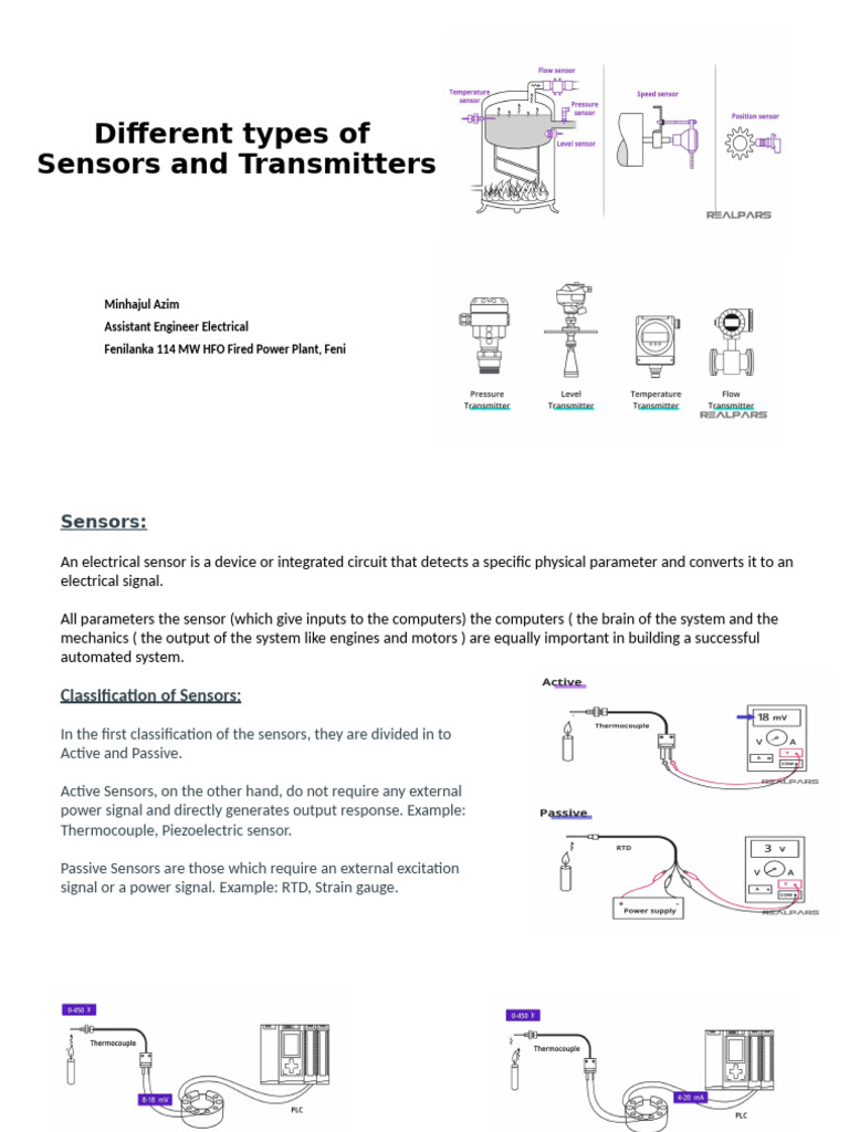 Different Types of Sensors and Transmitter | PDF | Sensor | Thermocouple
