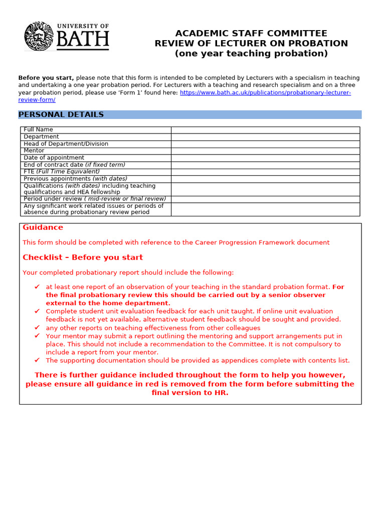 Lecturer Probation Review Guidelines | PDF | Lecture | Lecturer