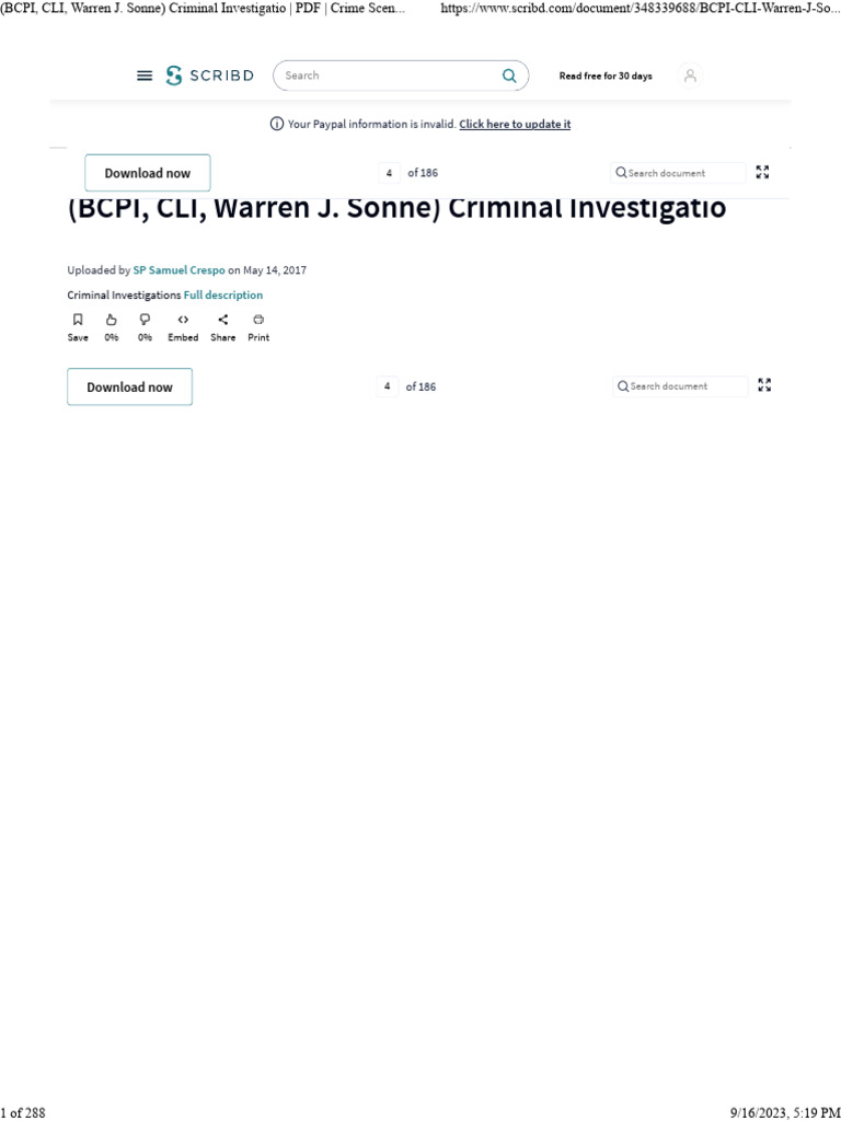 (BCPI, CLI, Warren J. Sonne) Criminal Investigatio PDF Crime Scene ...