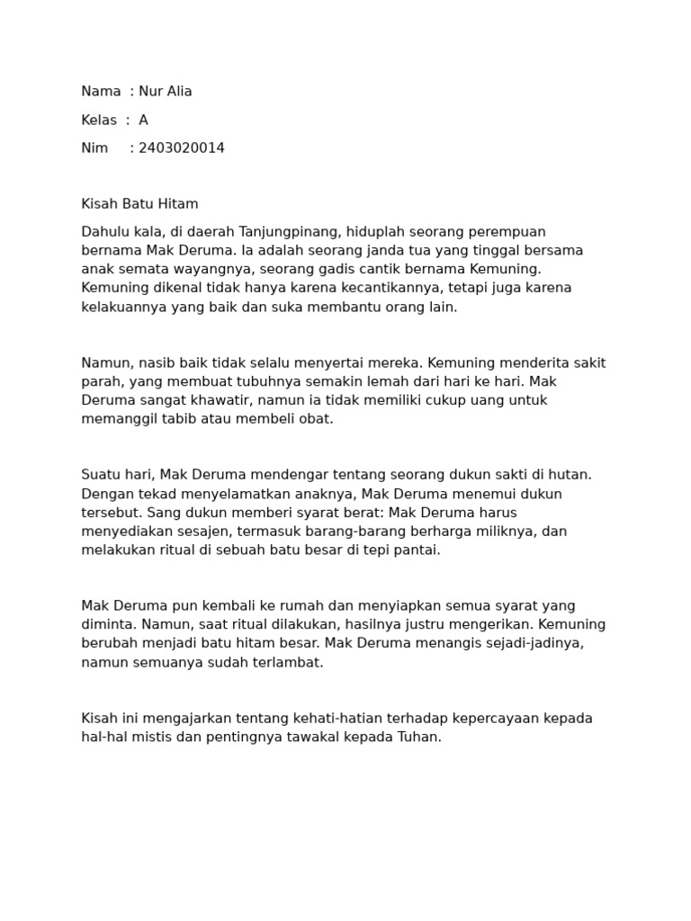 Mak Deruma dan Batu Hitam | PDF