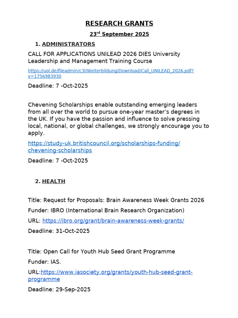 Research Grants and Funding Opportunities | PDF