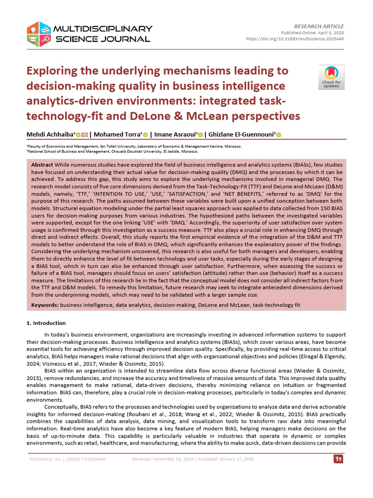Exploring The Underlying Mechanismes Leading To Decision-Making | PDF ...