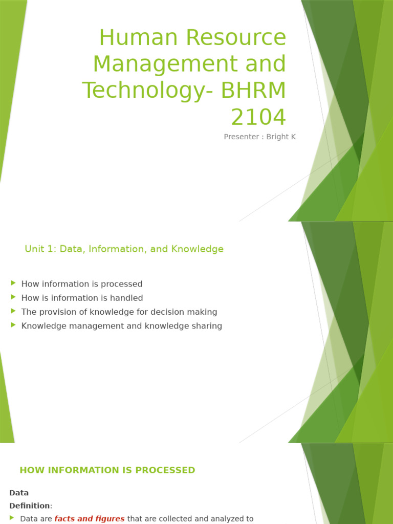 HRM & T Unit 1 - BHRM 2104 | PDF | Information | Data