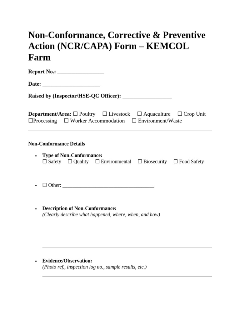 NCR Capa Form | PDF