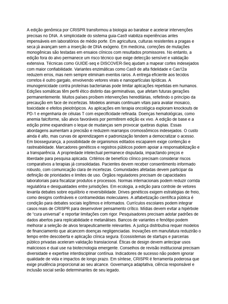 CRISPR e edição genômica_ promessas, riscos e governança | PDF | CRISPR ...