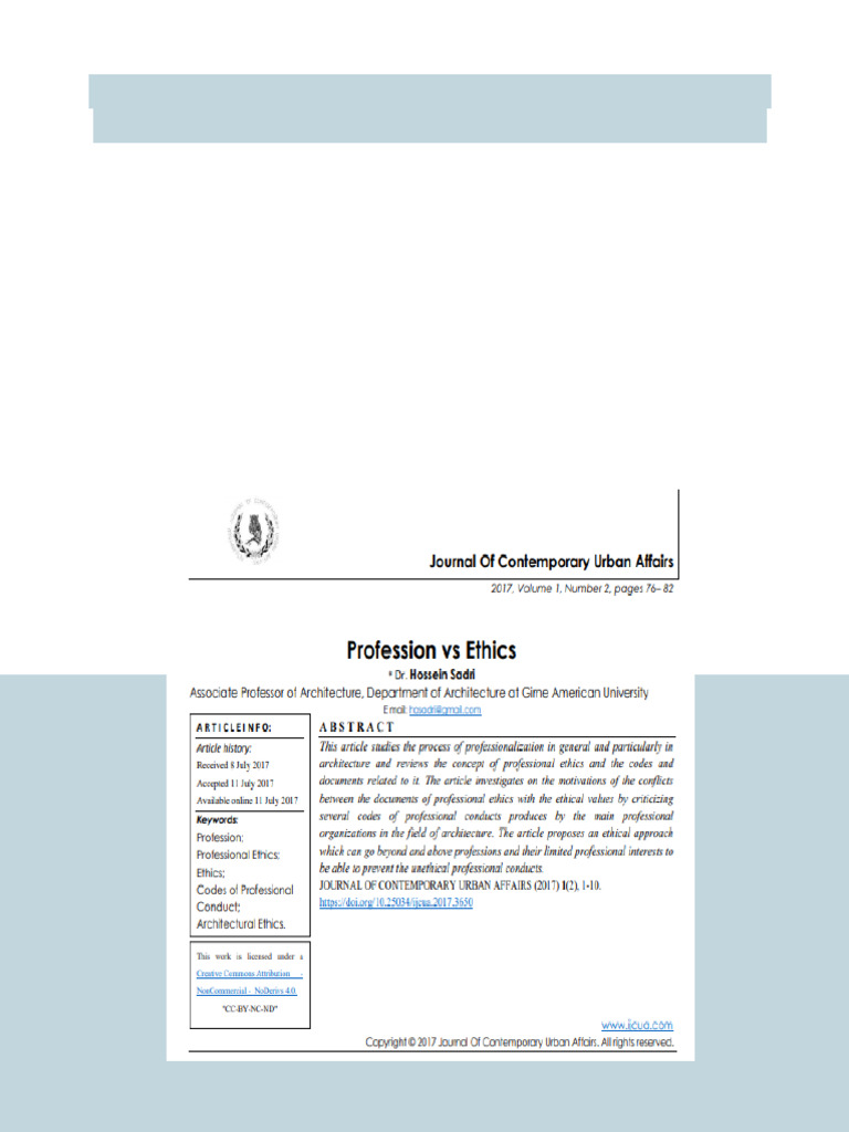 Profession Vs Ethics 2nd Edition Dr. Hossein Sadri Associate Professor ...