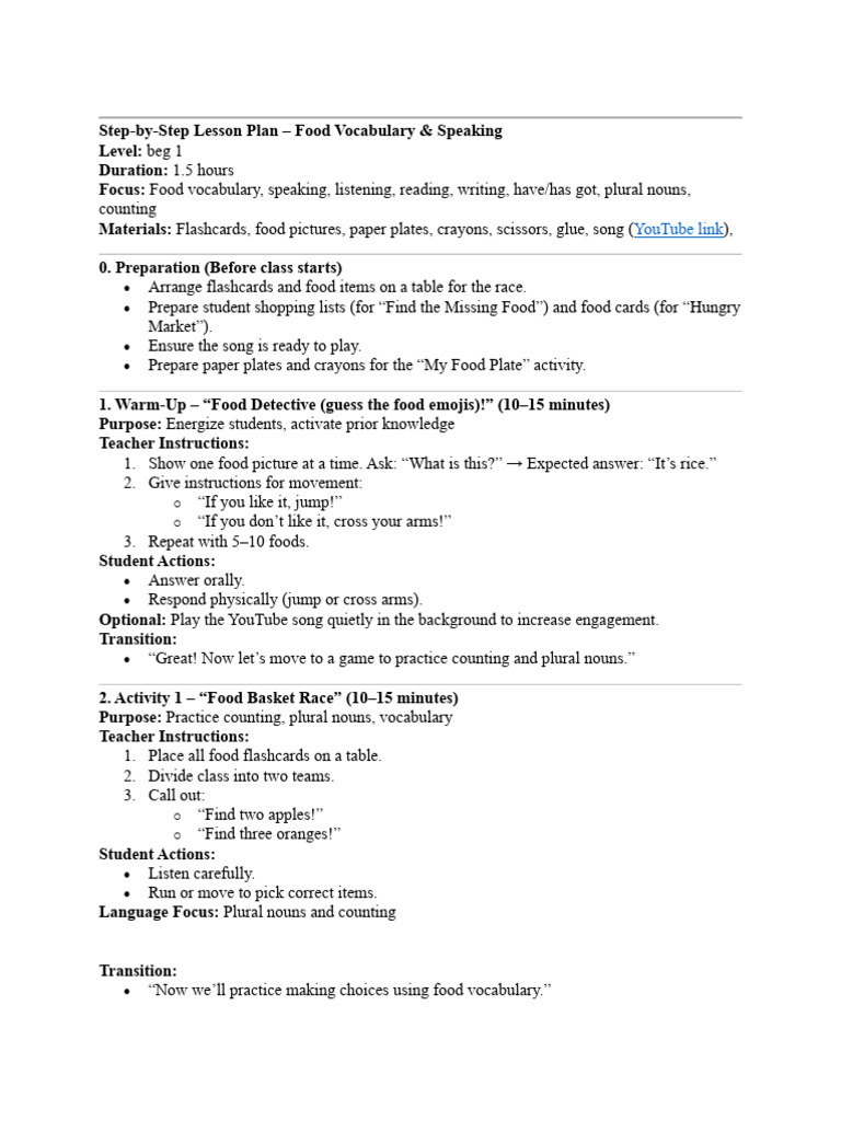 Step by Step Lesson Plan | PDF | Learning | Linguistics