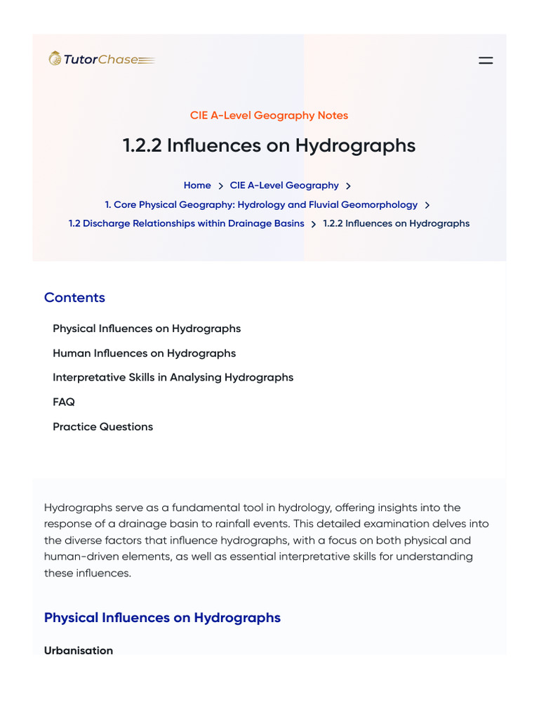 Influences On Hydrographs (1.2.2) - CIE A-Level Geography Notes ...