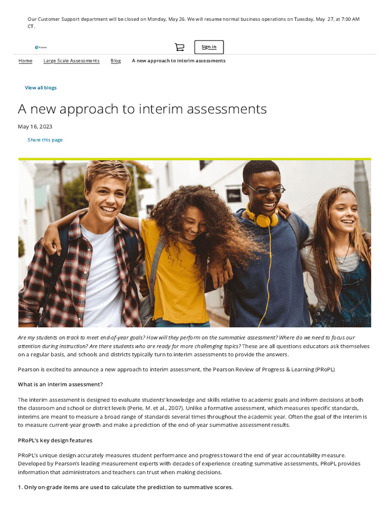 A New Approach To Interim Assessments - Pearson Assessments US | PDF ...