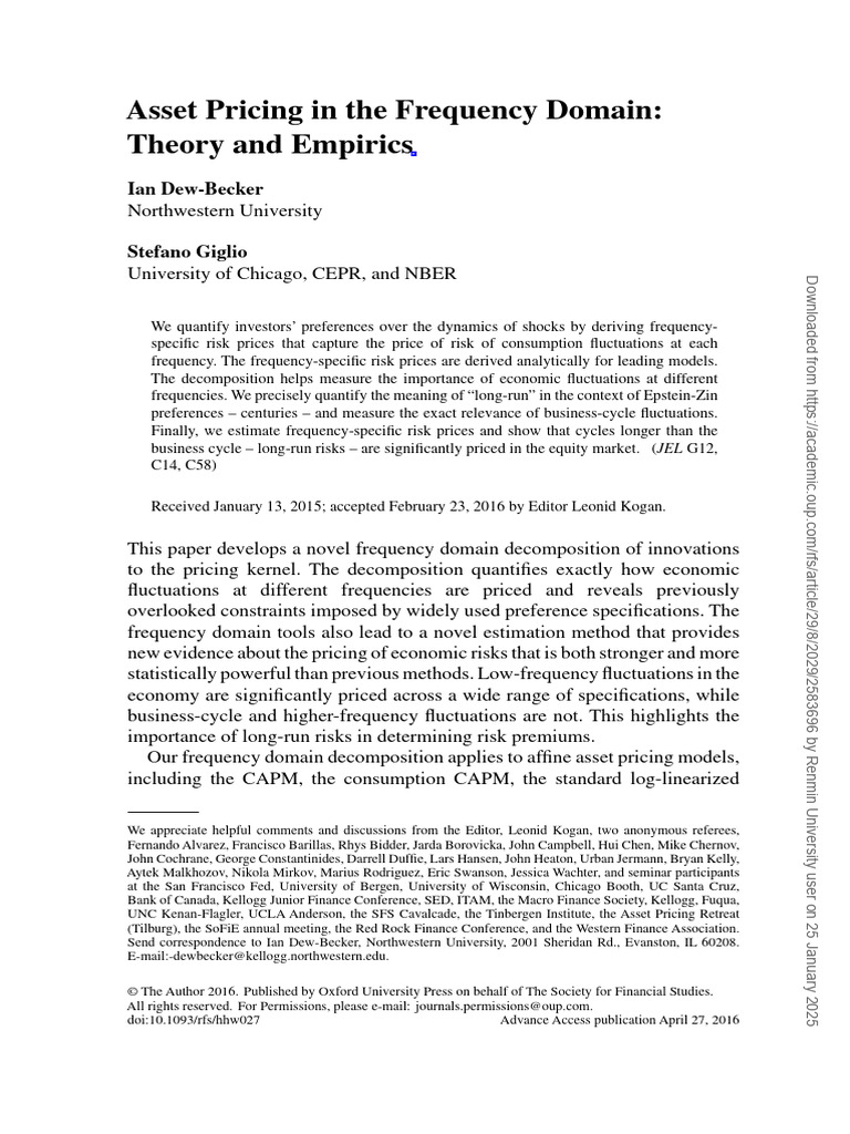 DewBecker2016RFS Asset Pricing in The Frequency Domain - Theory and ...
