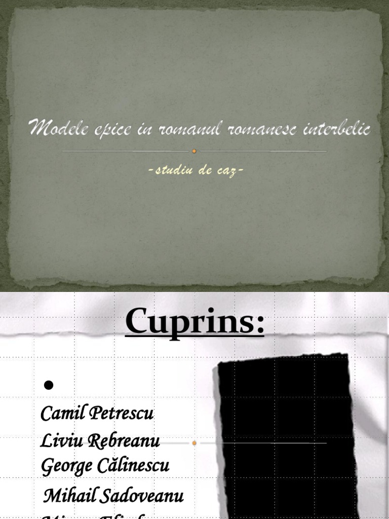 Modele Epice in Romanul Interbelic | PDF