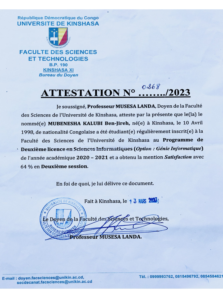 Mon Attestation de Réussite | PDF