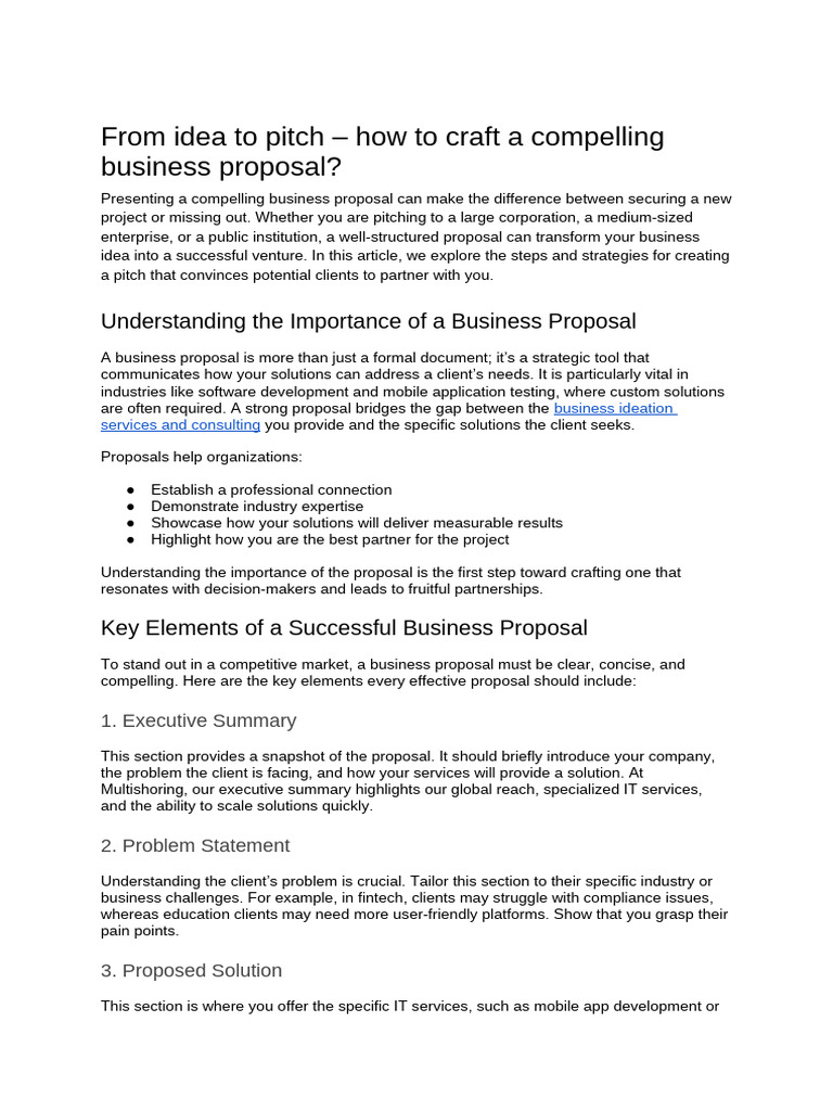 From Idea To Pitch - How To Craft A Compelling Business Proposal | PDF ...