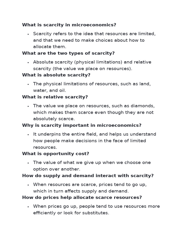 Understanding Scarcity in Microeconomics | PDF