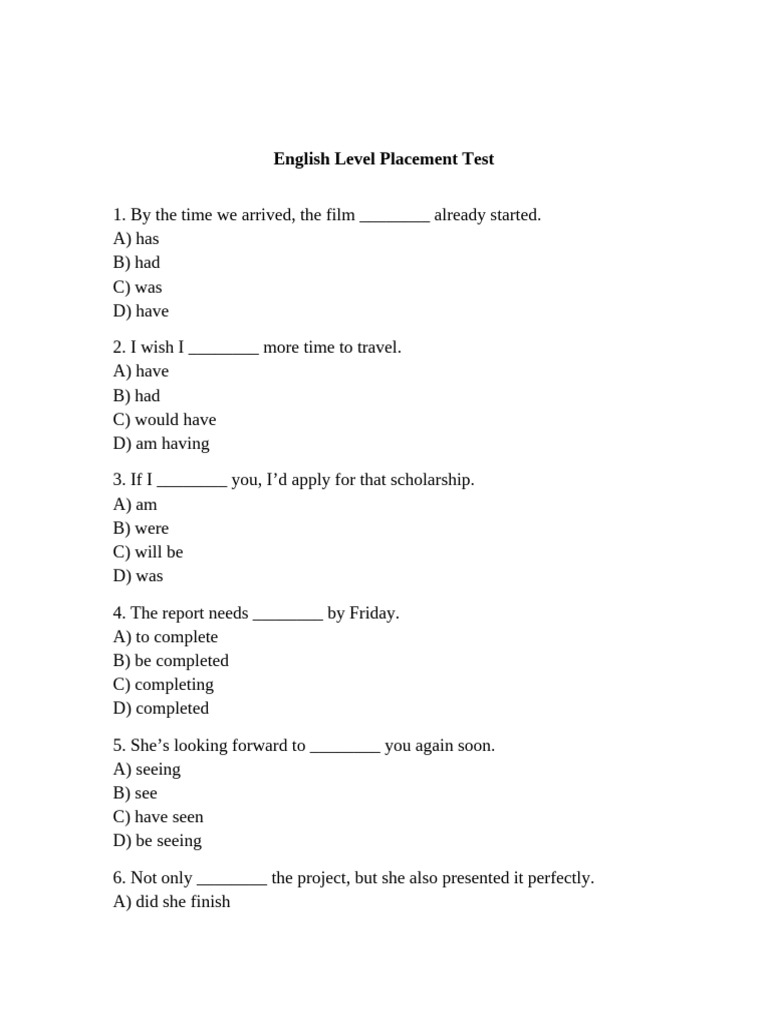 English Placement Test B1-B2 Guide | PDF | Language Acquisition | Learning