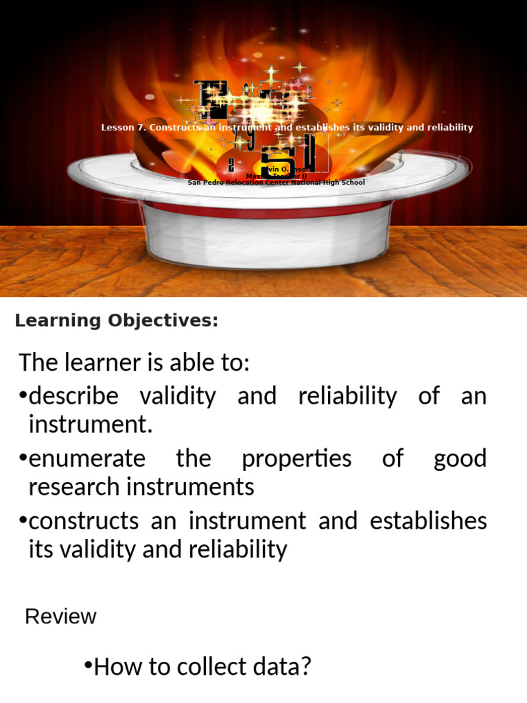 Validity and Reliability in Research Instruments | PDF | Validity ...
