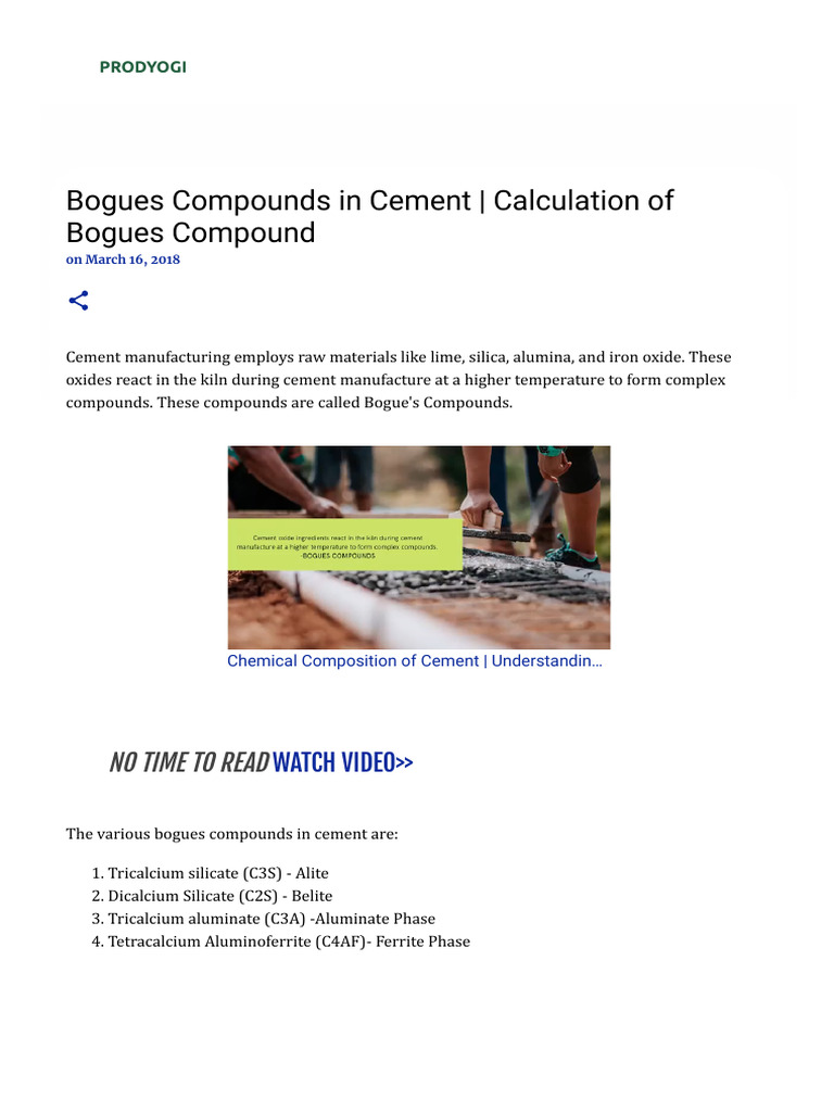 Understanding Bogue's Compounds in Cement | PDF | Cement | Chemistry