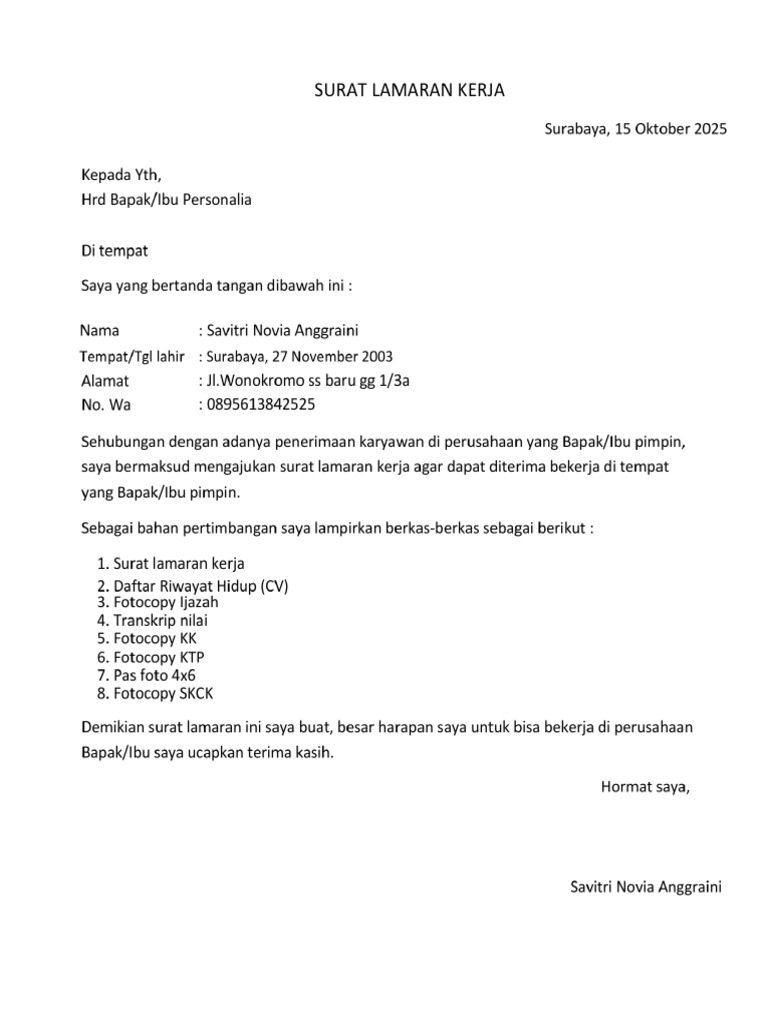 Surat Lamaran Savitri Novia Anggraini 20251015 141455 0000 | PDF
