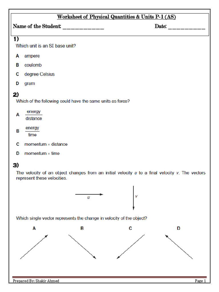 Physical Quantities & Units (P-1) | PDF