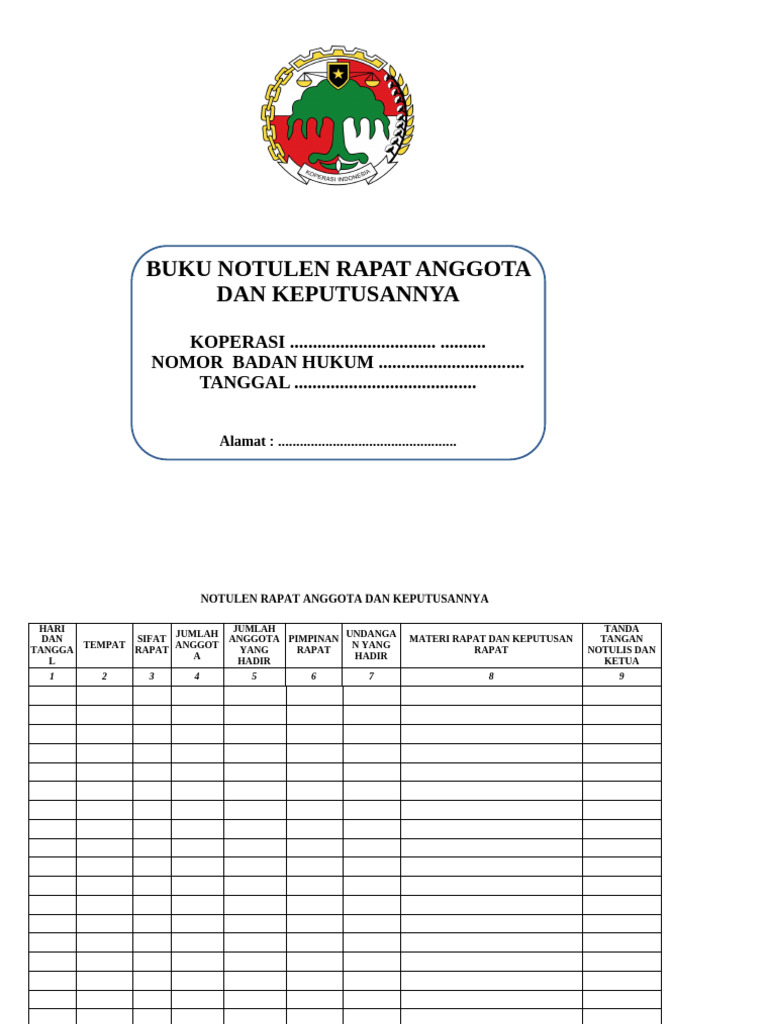 Notulen Rapat Anggota Koperasi | PDF