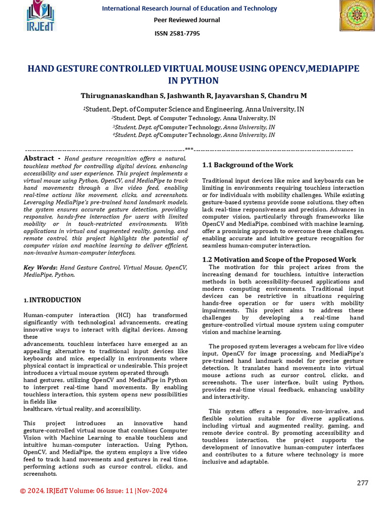 Hand Gesture Controlled Virtual Mouse Using Opencv, Mediapipe in Python ...