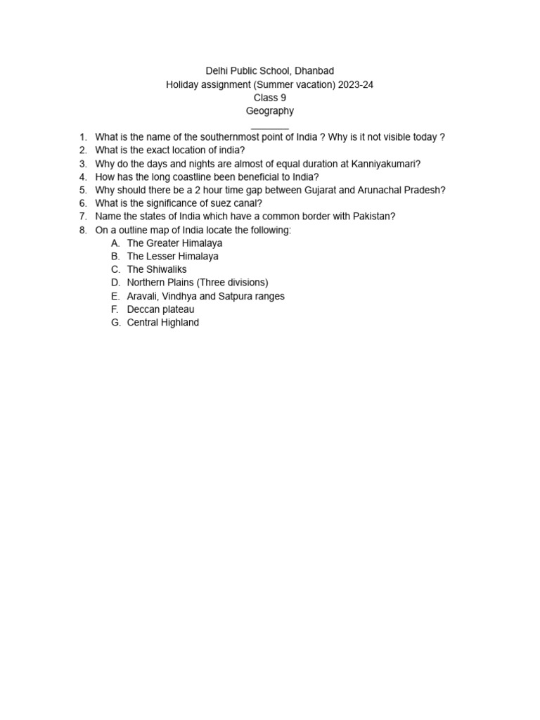 Cl-IX, Geo Assignment (May and June) | PDF