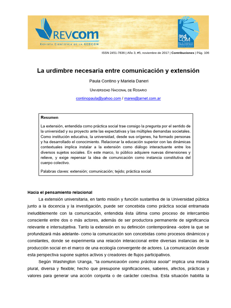 Comunicación y Extensión Paula Contino y Mariela Daneri | PDF ...