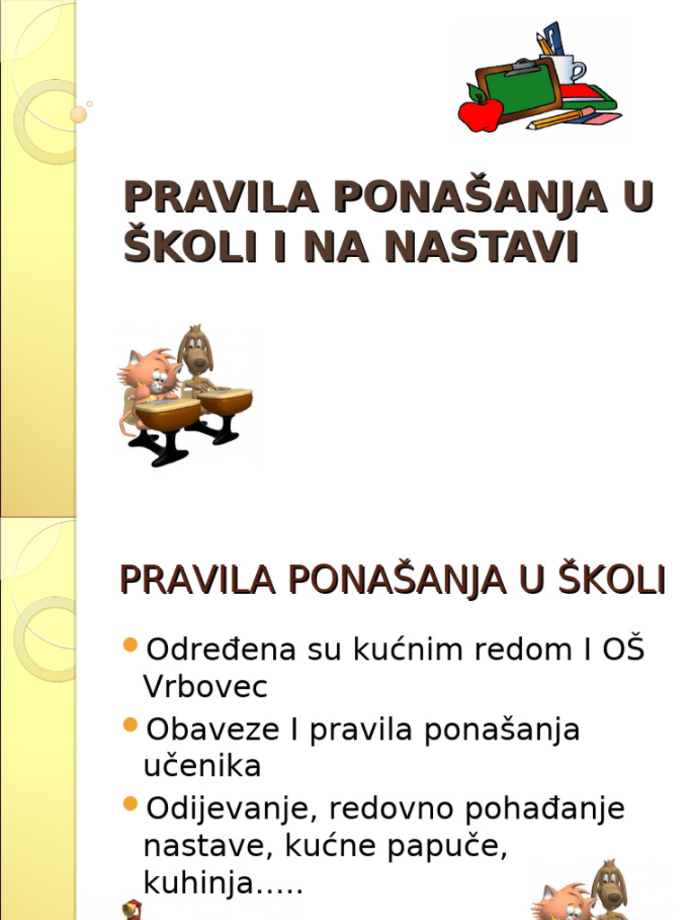 Pravila Ponašanja U Školi I Na Nastavi | PDF
