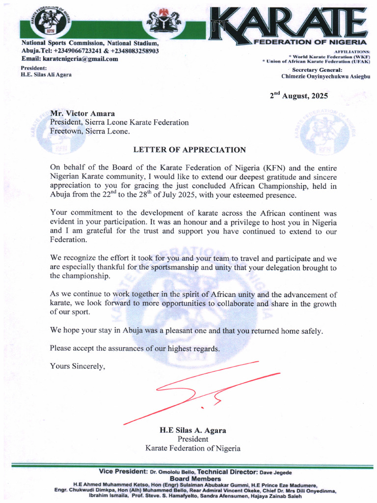 Letter of Appreciation - MR Victor Amara (New) | PDF