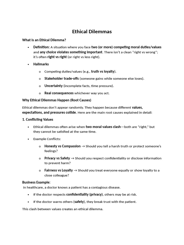 Understanding Ethical Dilemmas Explained | PDF | Value (Ethics ...